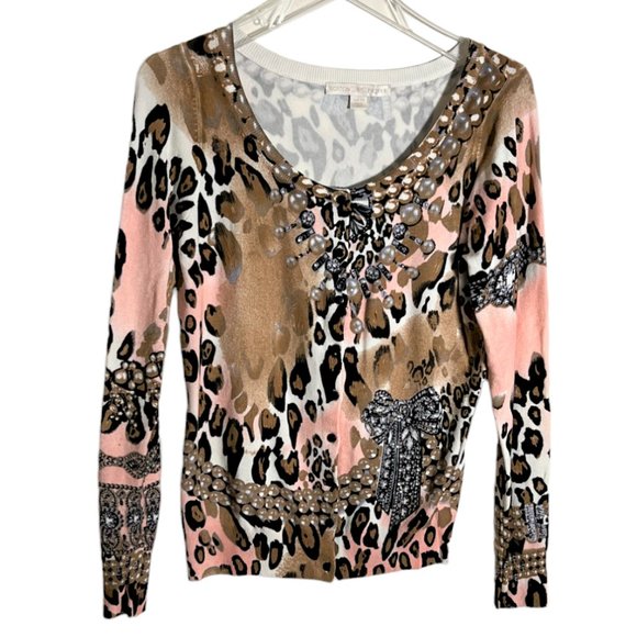 Boston Proper | Sweaters | Boston Proper Animal Print Sequin ...